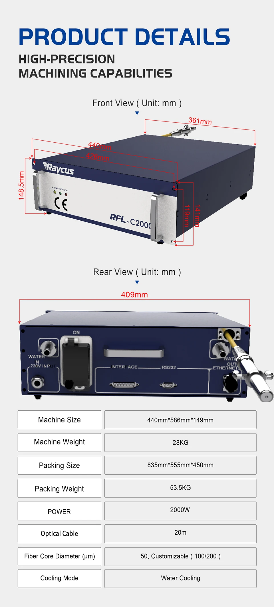 Raycus Laser Generator 1000w 1500w 20000w 3000w Raycus Laser Source For ...