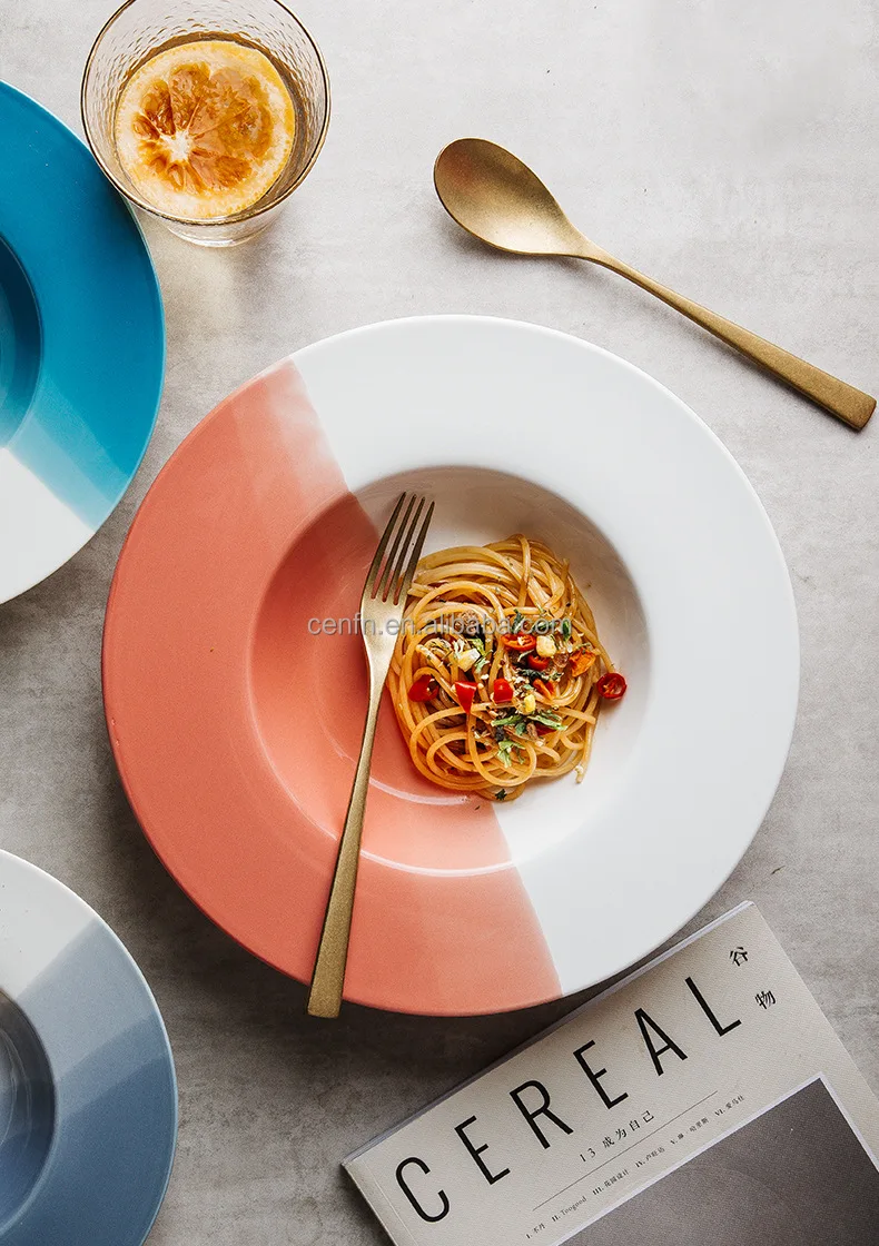 Two-color Gradient Porcelain Plate - Unique Design Ceramic