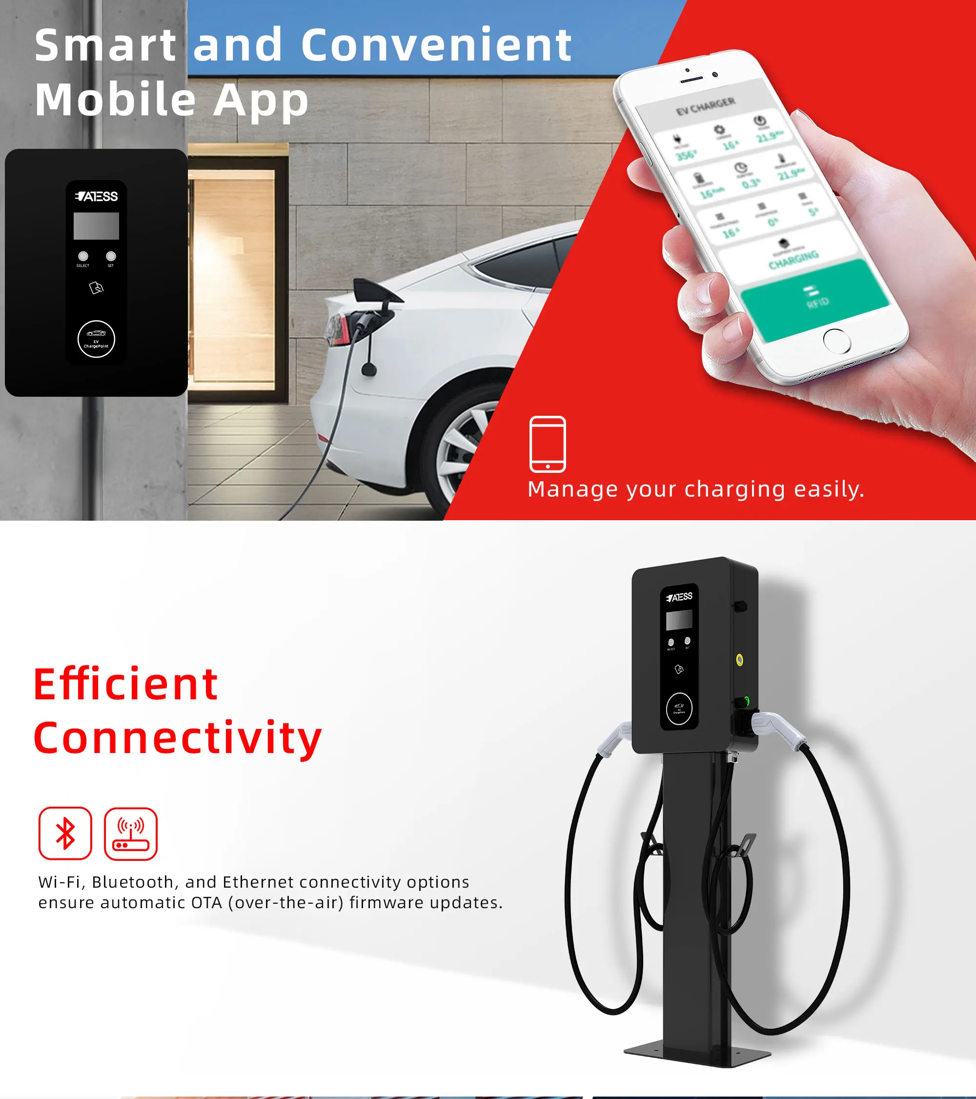 Atess Floor Mounting Type Single Phase Eva-07d-pew 7000w Fast Ev ...