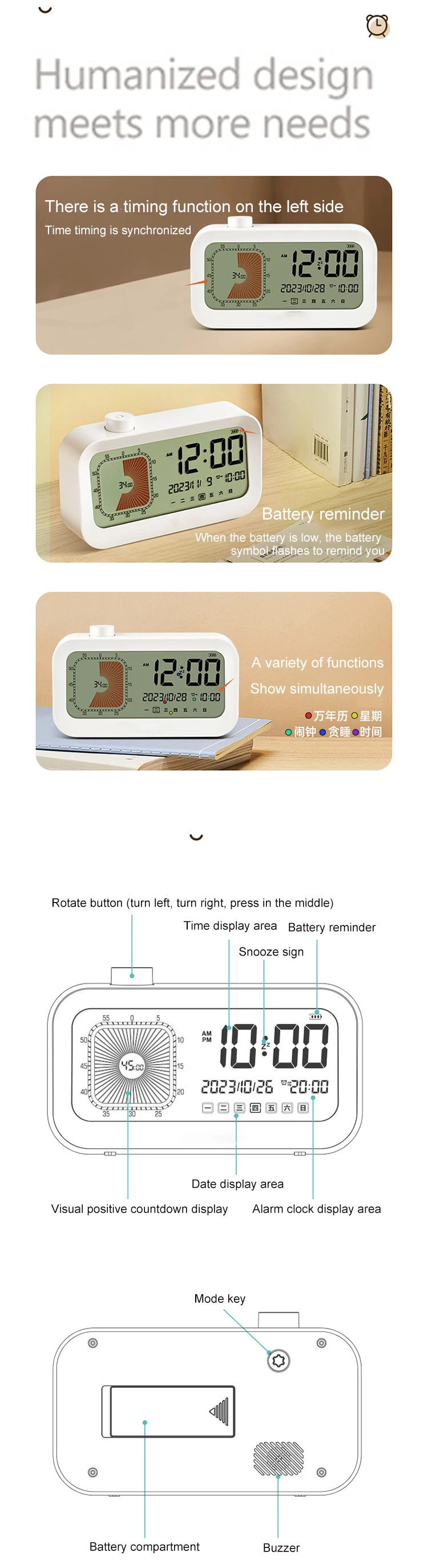 Digital Visual Rechargeable Time Timer Countdown Countup 60 Minute