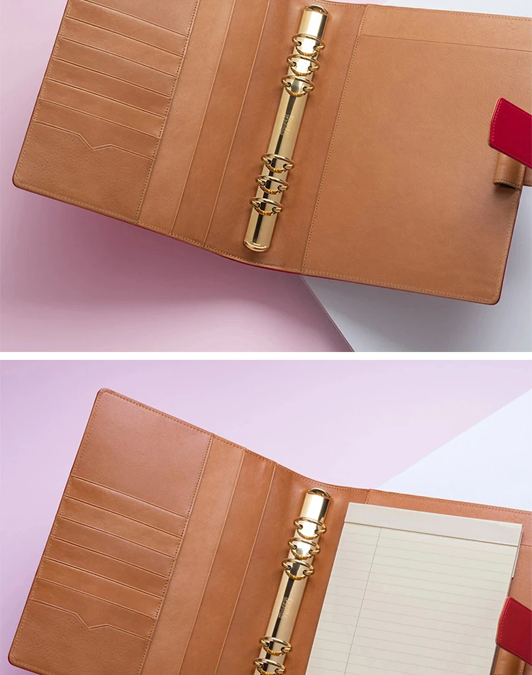Custom Luxury PU Leather A5 Notebook Binder - 6 Ring