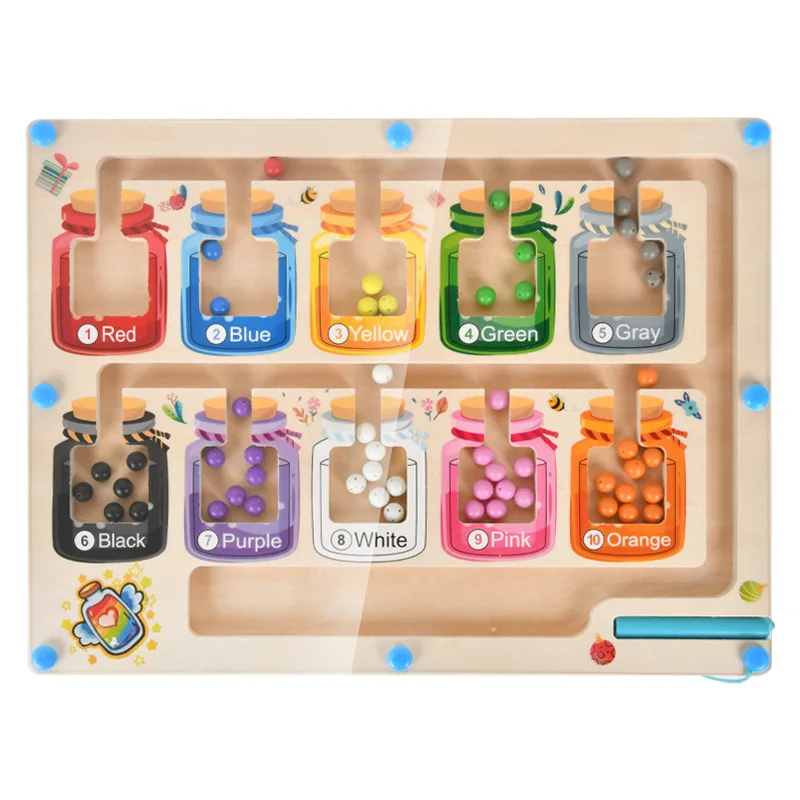 2024 New Kids Product Magnet Color&counting Maze Wooden Magnetic ...