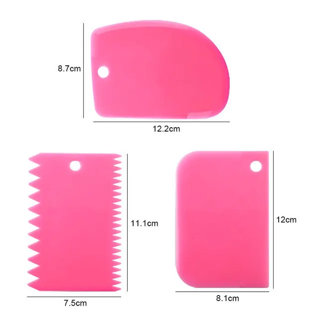 Plastic Cake Scraper Three-piece Baking Spatula Wave Trapezoid Multi ...