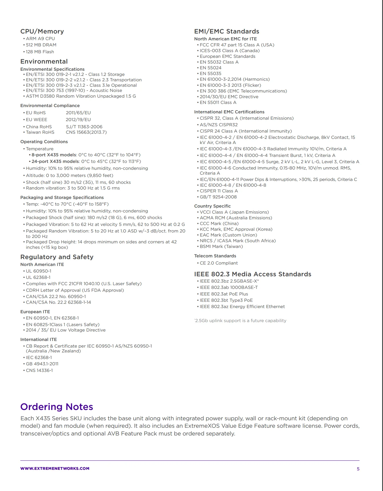 Extreme Networks X435 Switch - 24 Ports, POE, Managed