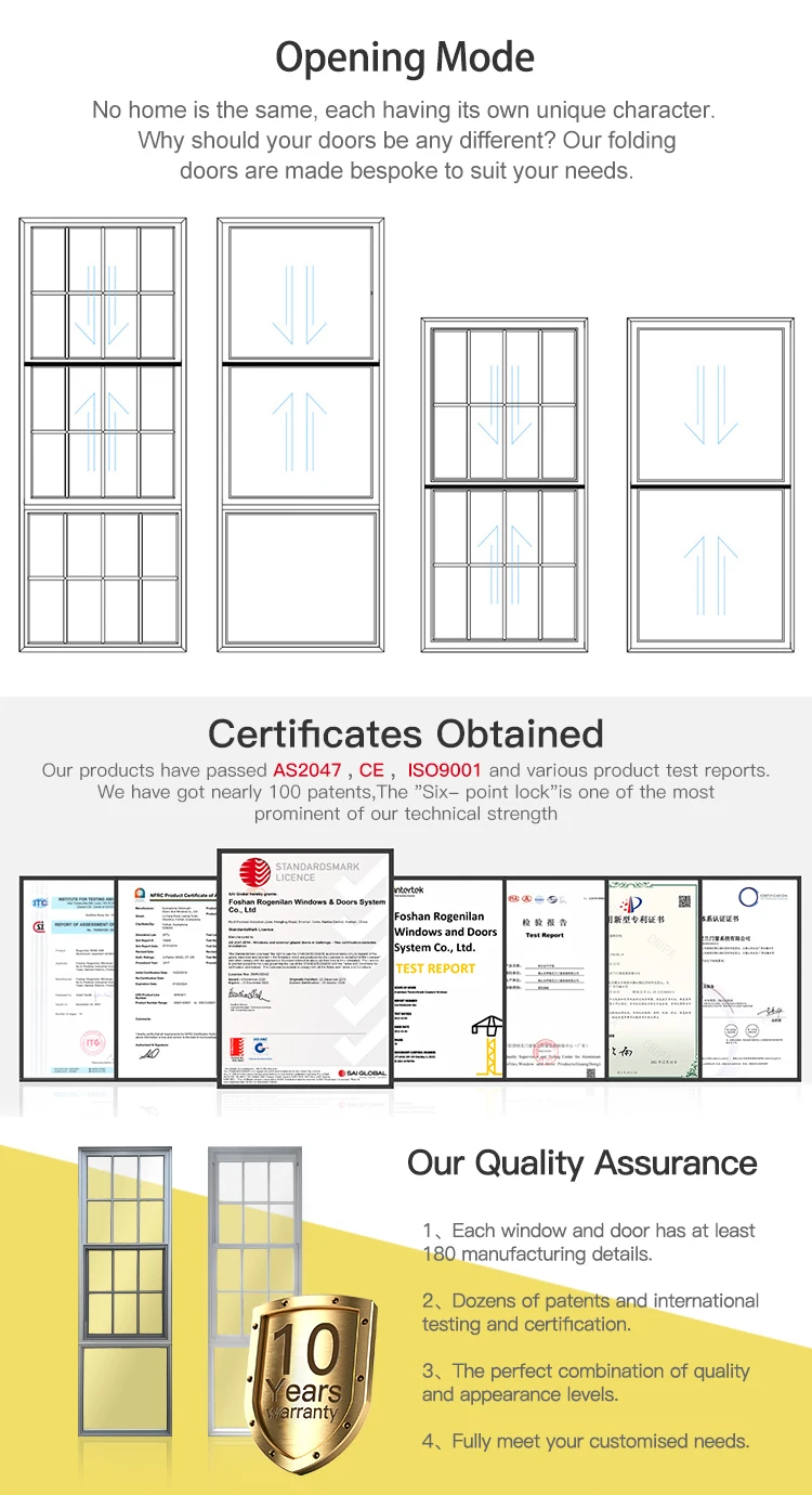 American Style Residential Double Hung Sash Windows Aluminum Single ...