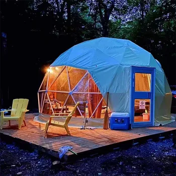 Family Geodesic Dome Glamping Tent Camping Roof Dome Tent With Kitchen ...