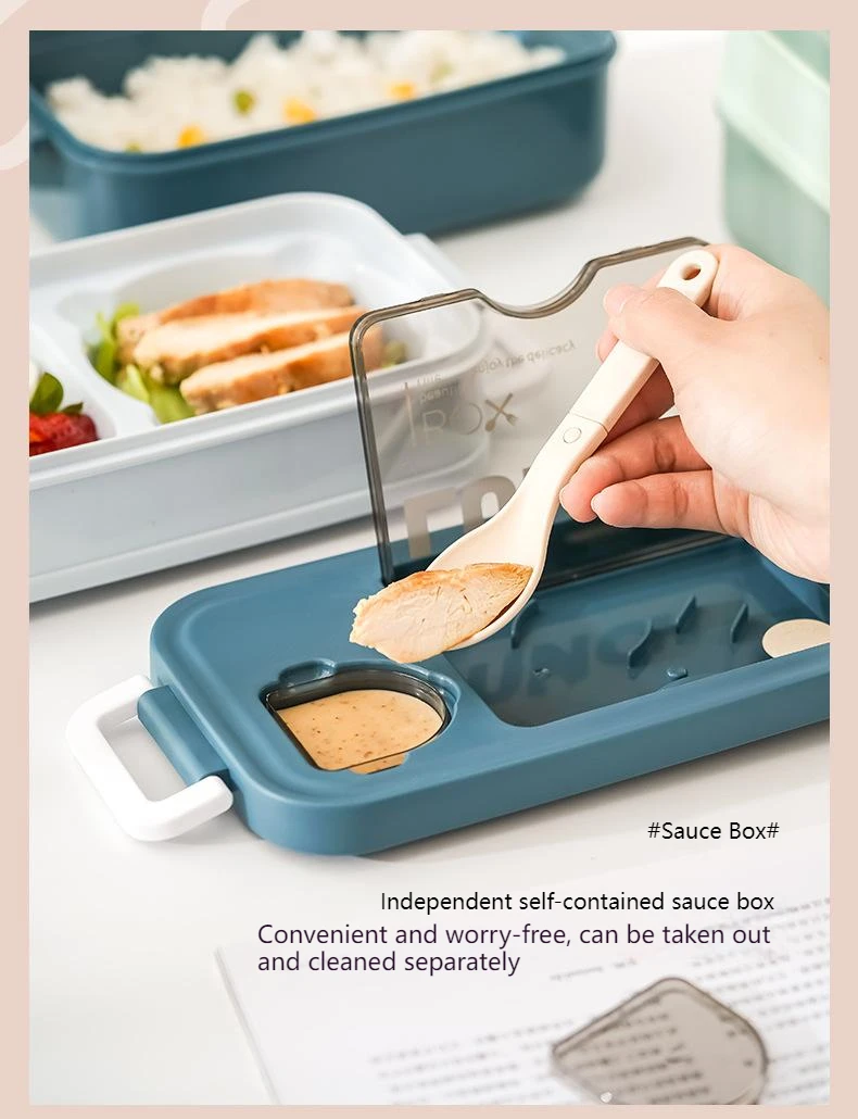 Portable Double Layer Lunch Box Container Dual Tier Large Bento Box ...