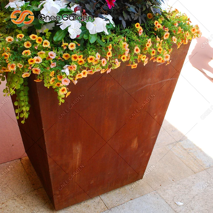 Corten Steel Planter Flower Pot Corten Steel Planter Boxes Rusted ...