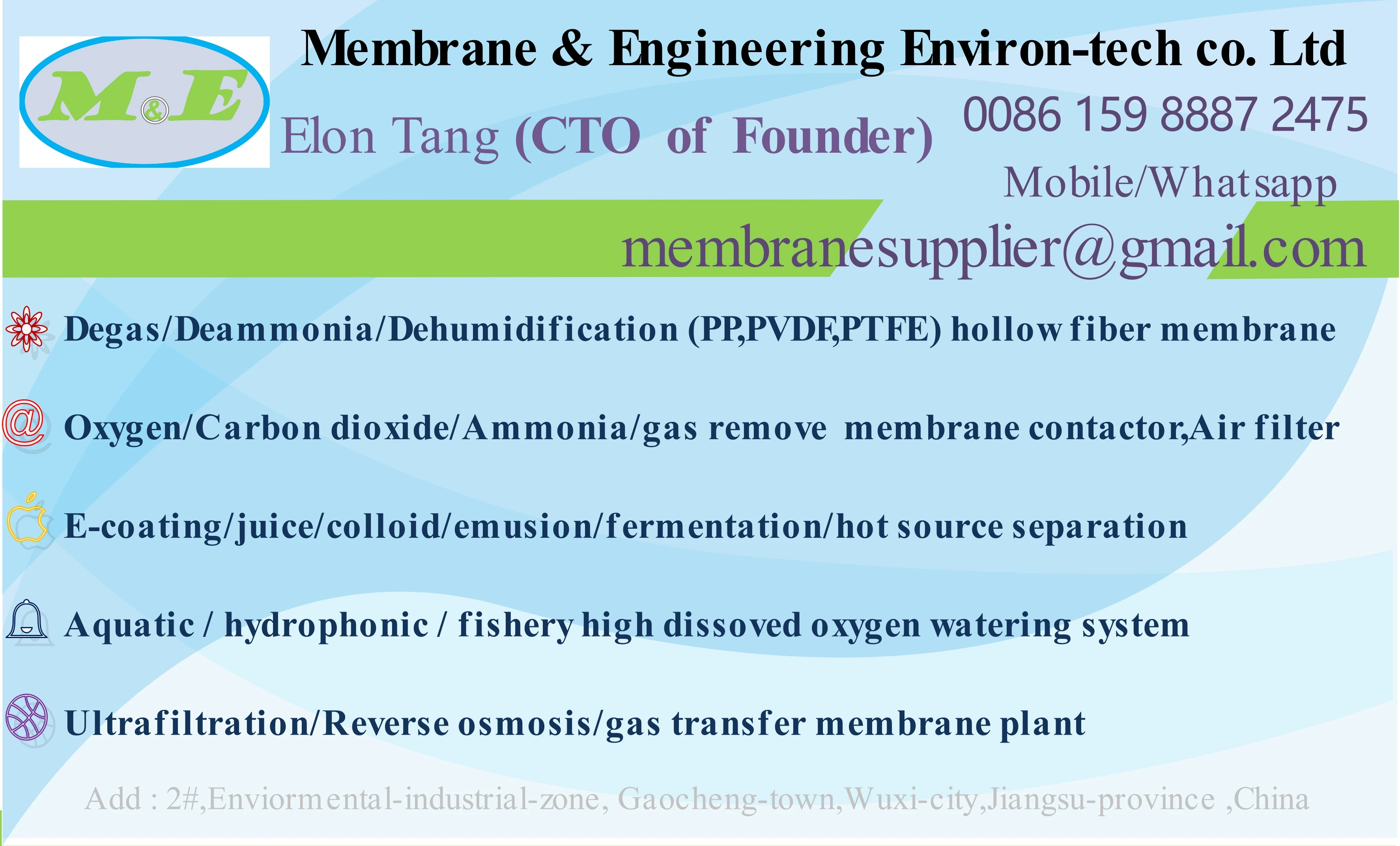 Degassing Membrane Contactor for Efficient Oxygen/co2 Removal