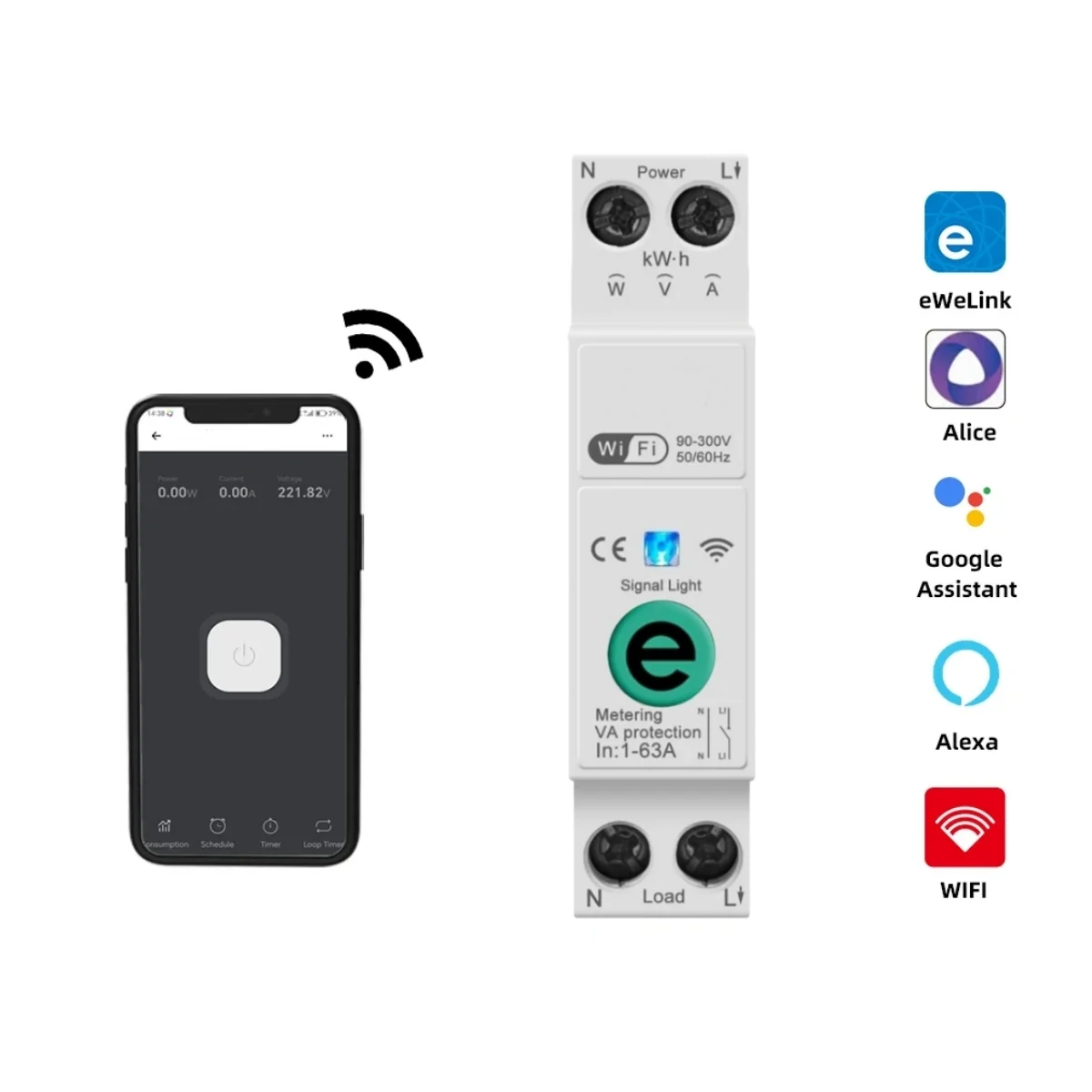 Alibaba.com: Ewelink WIFI Smart Circuit Breaker 63A with energy ...