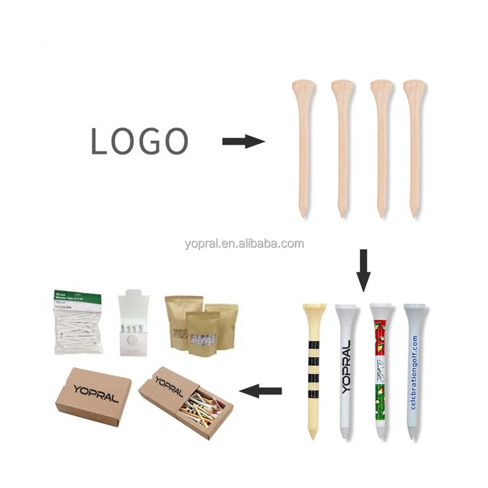 Customized Printed Logo Professional Golf Tees - Eco-Friendly Bamboo ...