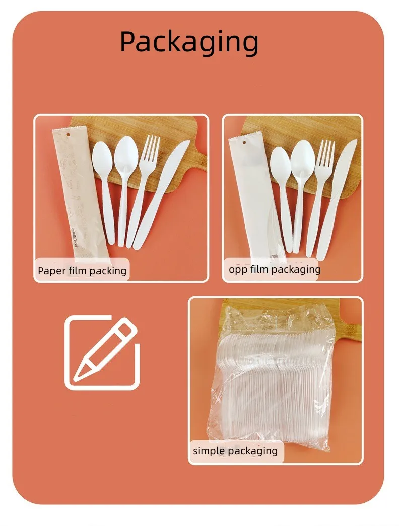 Newell Biodegradable Food Grade Compostable Disposable Cpla Fork Spoon Knife Flatware Sets Corn ...
