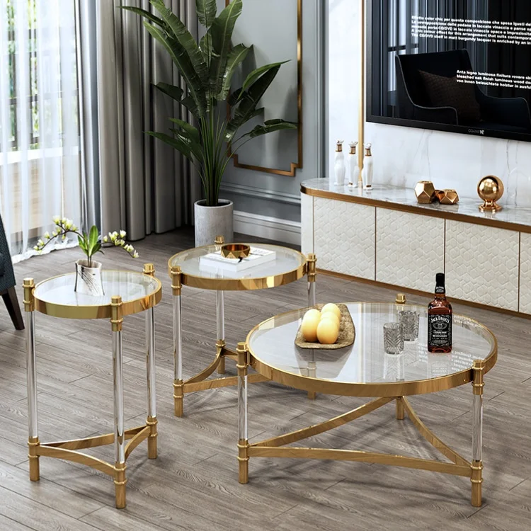 Modern Stainless Steel Center Table Superior Acrylic Legs Coffee Table ...