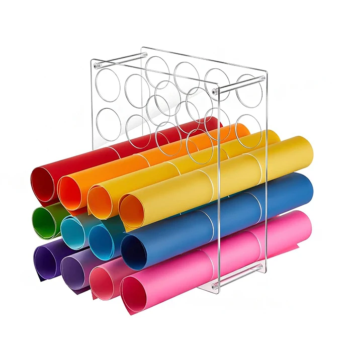 Desktop Rotating Clear Acrylic 18 Vinyl Rolls Display Shelf Easy to ...