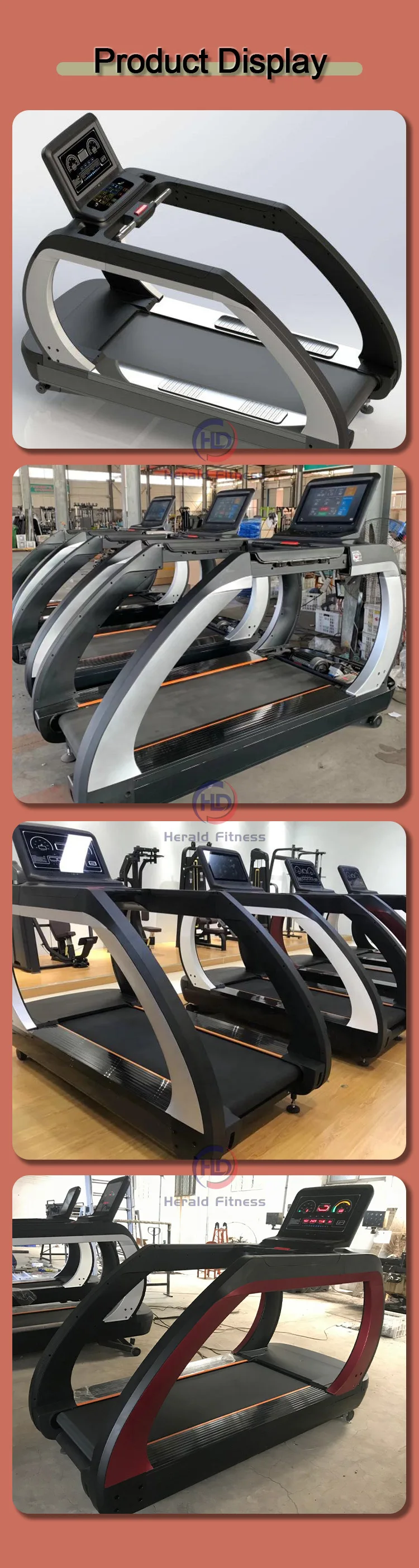 Running Machine Cardio Exercise Fitness Wireless Heart Rate Steel Frame ...