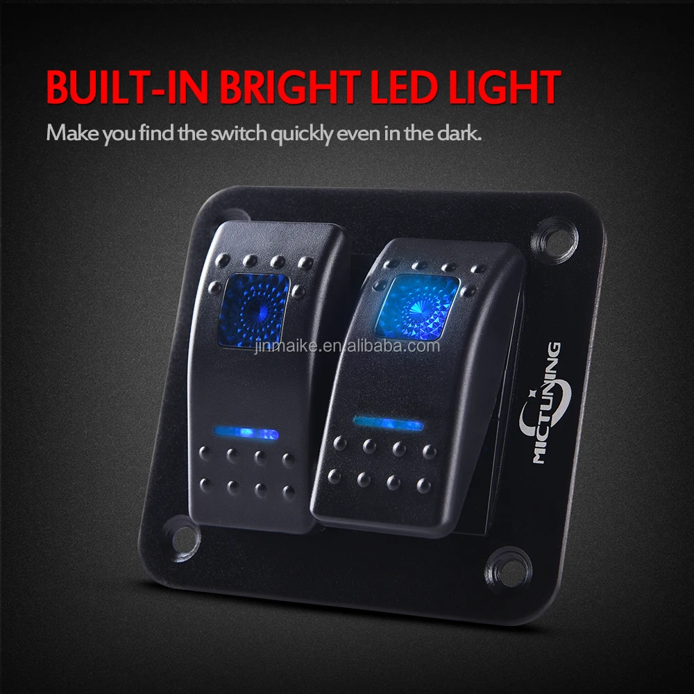 Mictuning Rocker Switches 5pin On Off 2gang Blue Led Light Marine ...