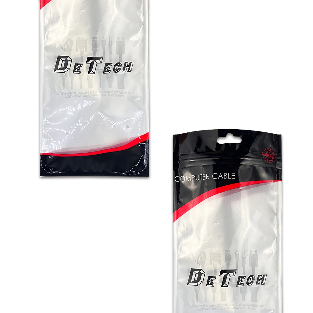 Custom Printed Plastic Ziplock Bag Computer Cable Package Front clear ...