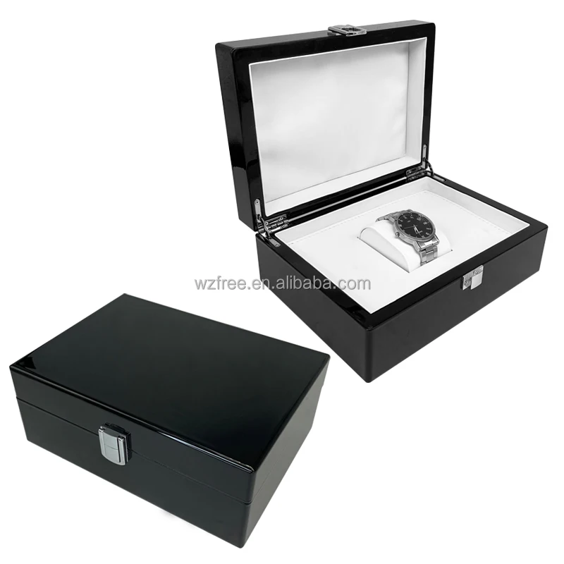 Customized Luxury Watch Black Piano Shiny Lacquer Storage Box Wooden ...