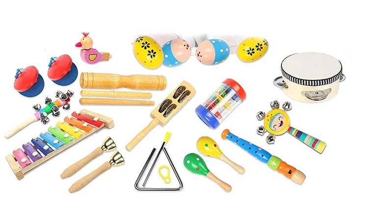 Cartoon Musical Instrument Shaker Toy Wooden Hand Drum Rattle For ...