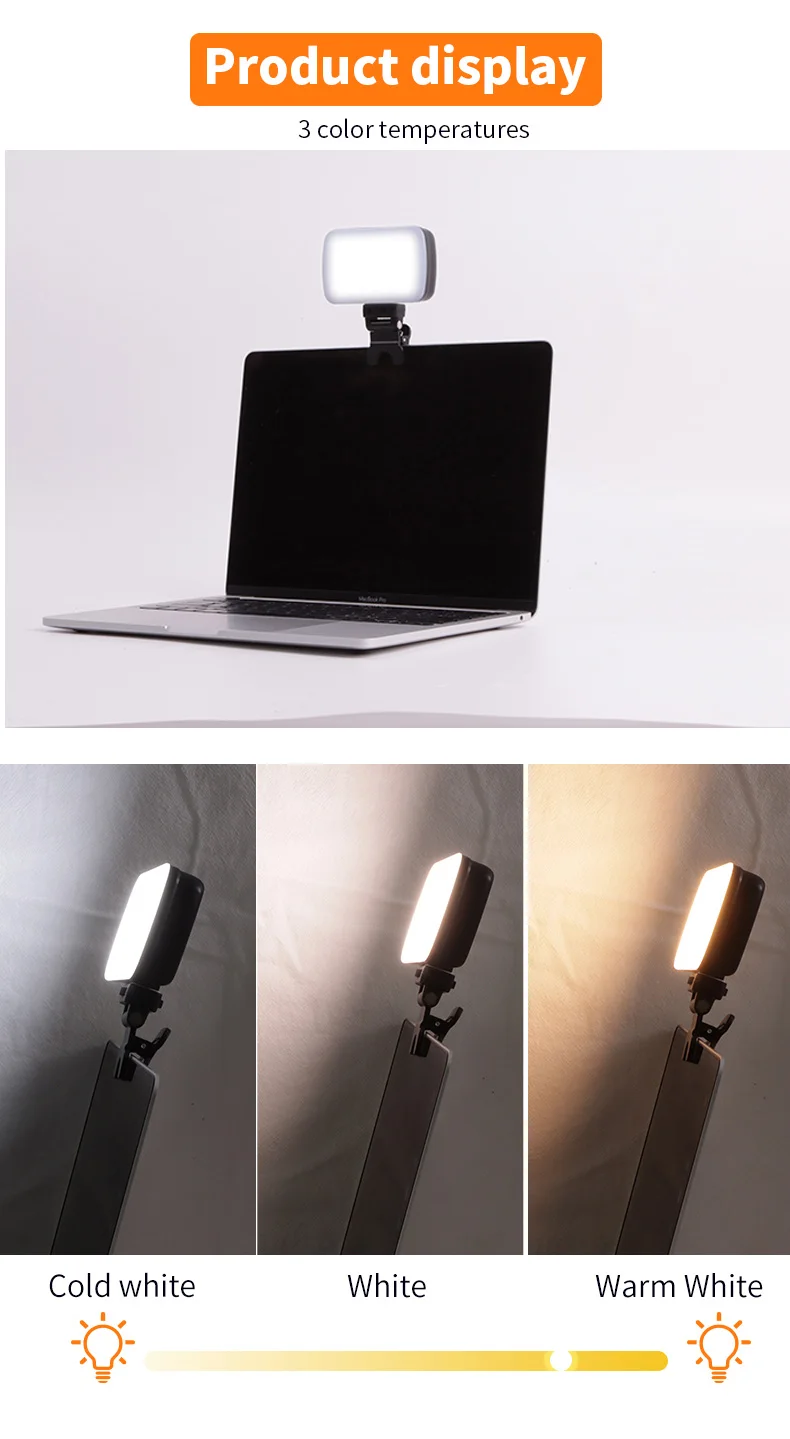 Portable Led Video Conference Lighting Kit With Battery Monitor Clip ...