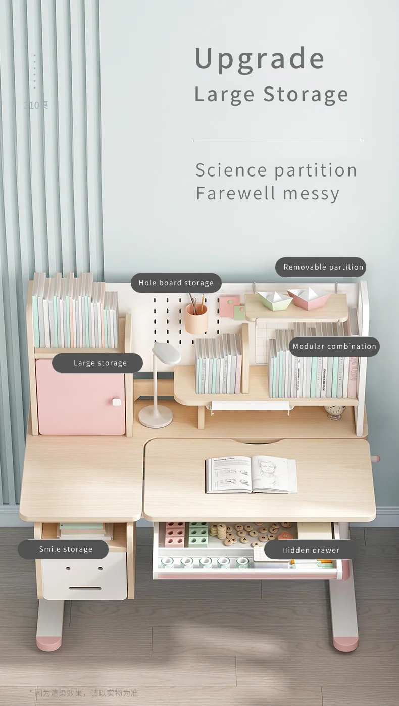 Adjustable Kids Study Table Home Study Use Ergonomic Children Bedroom ...