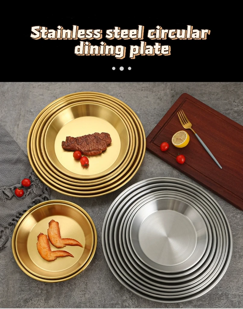 Korean Style Stainless Steel Plates,Various Custom Sizes,Serving Pizza ...