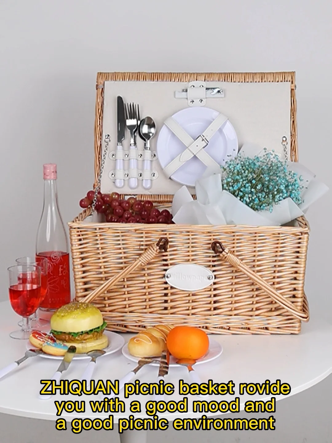 Handmade Large Rattan Outdoor Living Camping Picnic Basket Picknick ...