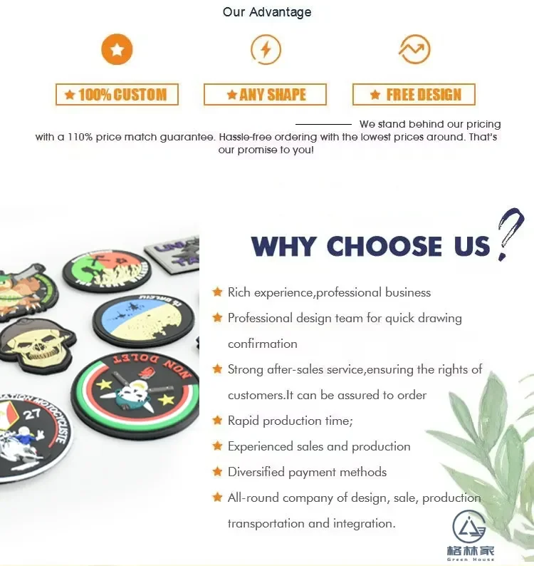 Custom 3D Rubber Logo Heat Transfer PVC Patches Embossed