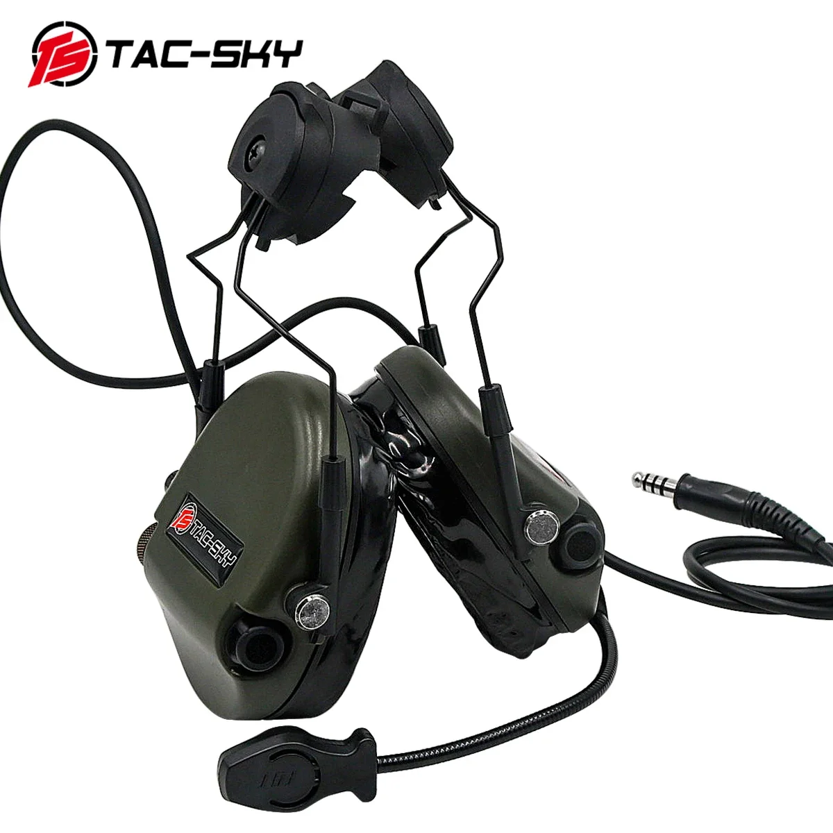 TS TAC-SKY Tactical Headset Helmet ARC Rail Silicone Electronic ...