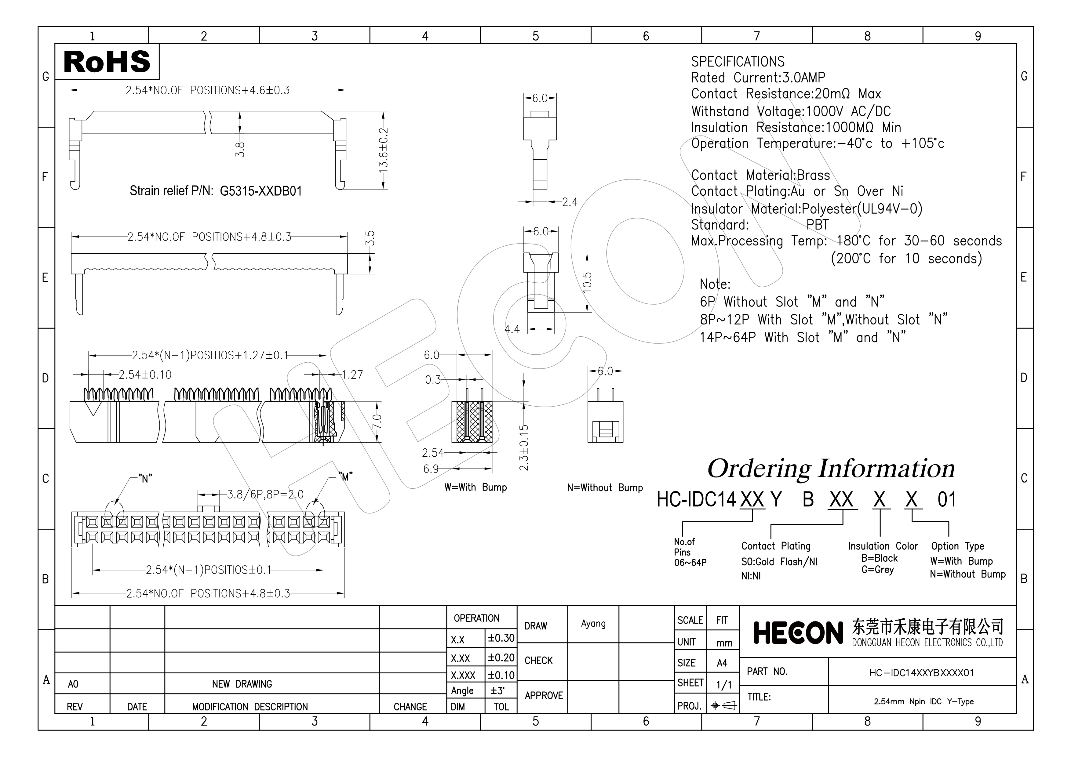 2.54mm Idc Ribbon Connector Male 16pin 50way Idc Socket Cable Connector ...