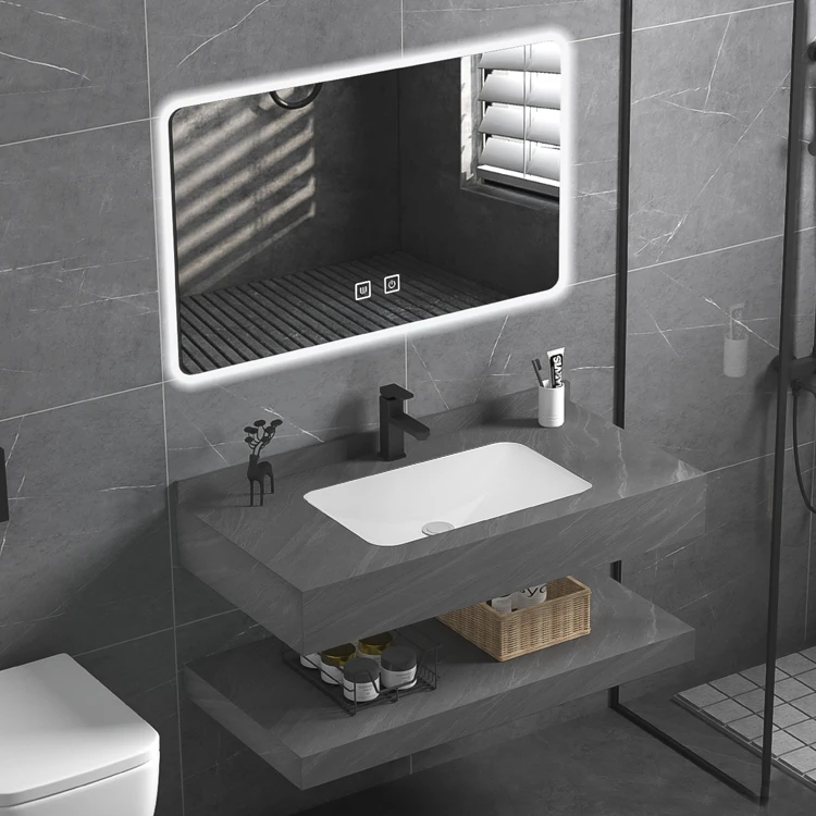 Luxury Modern Double Sintered Stone Seamless Basin for Bathroom ...