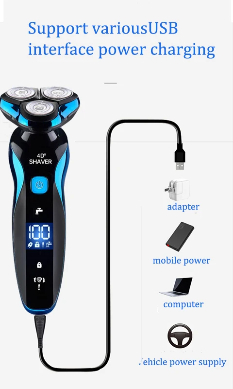 Yuesuo New Floating Shaver Shaving Lcd Digital Display Electric Shaver ...