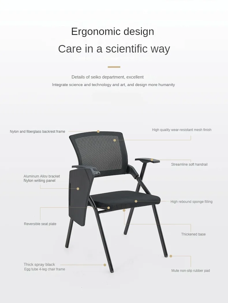 Modern Conference Training Folding Chair with Writing Desk