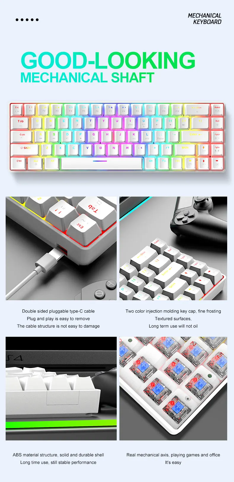 Ziyoulang T8 68-Key Gaming Mechanical Keyboard with RGB