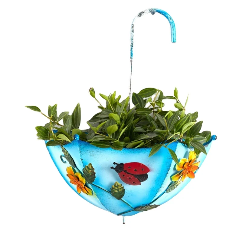 Metal Umbrella Hanging Flower Pot Creative Wall Decoration Umbrella ...