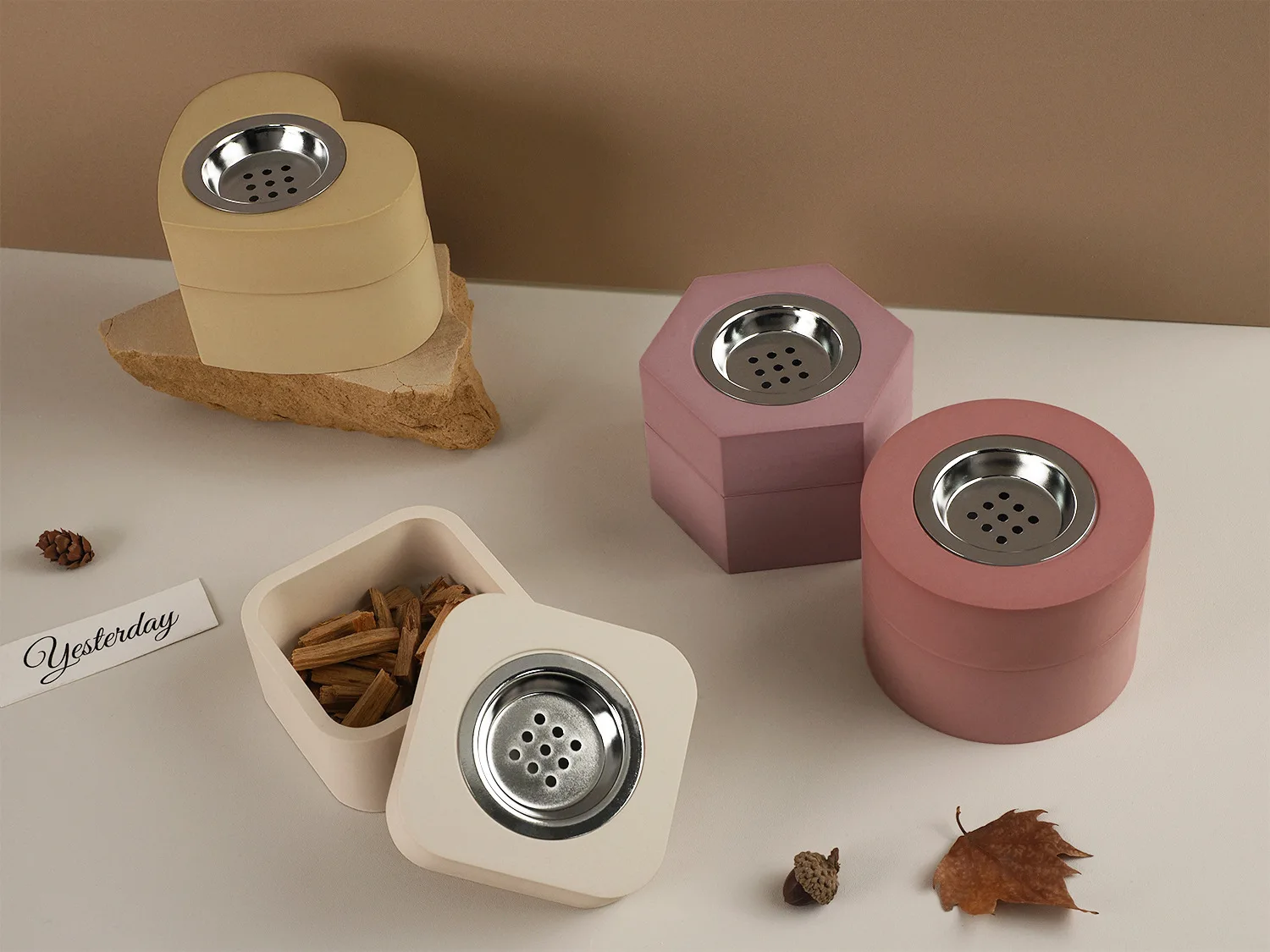 Diy Gypsum Cement Gypsum Storage Box Aromatherapy Stove Circular Heart ...