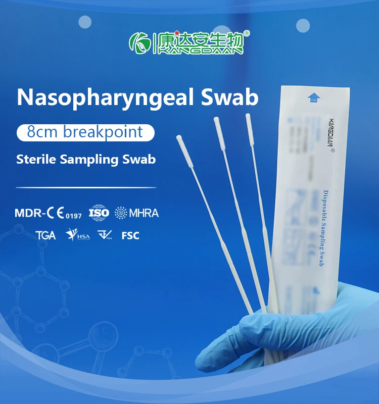 Disposable Medical Nasopharyngeal Flocked Swab Sterile Sample ...