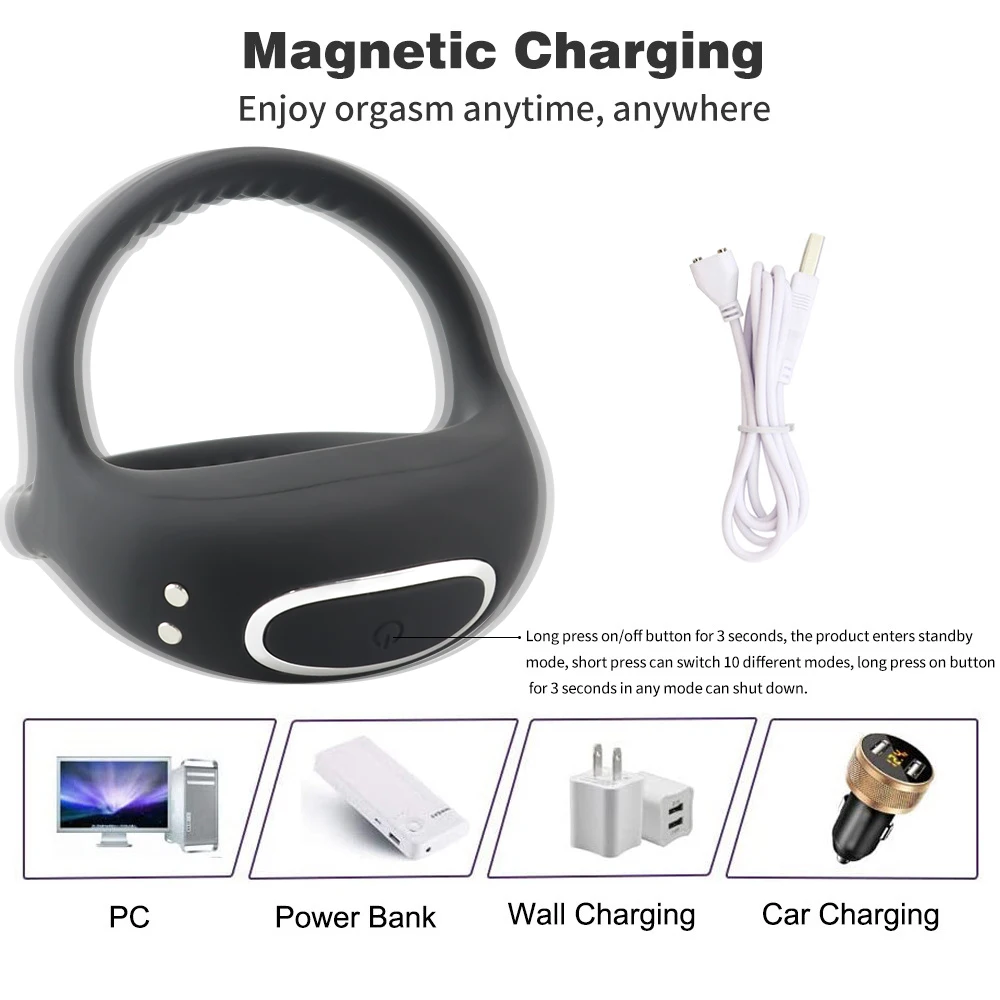 New Male Locking Sperm Triangle Ring Usb Charging Vibrating Massage ...