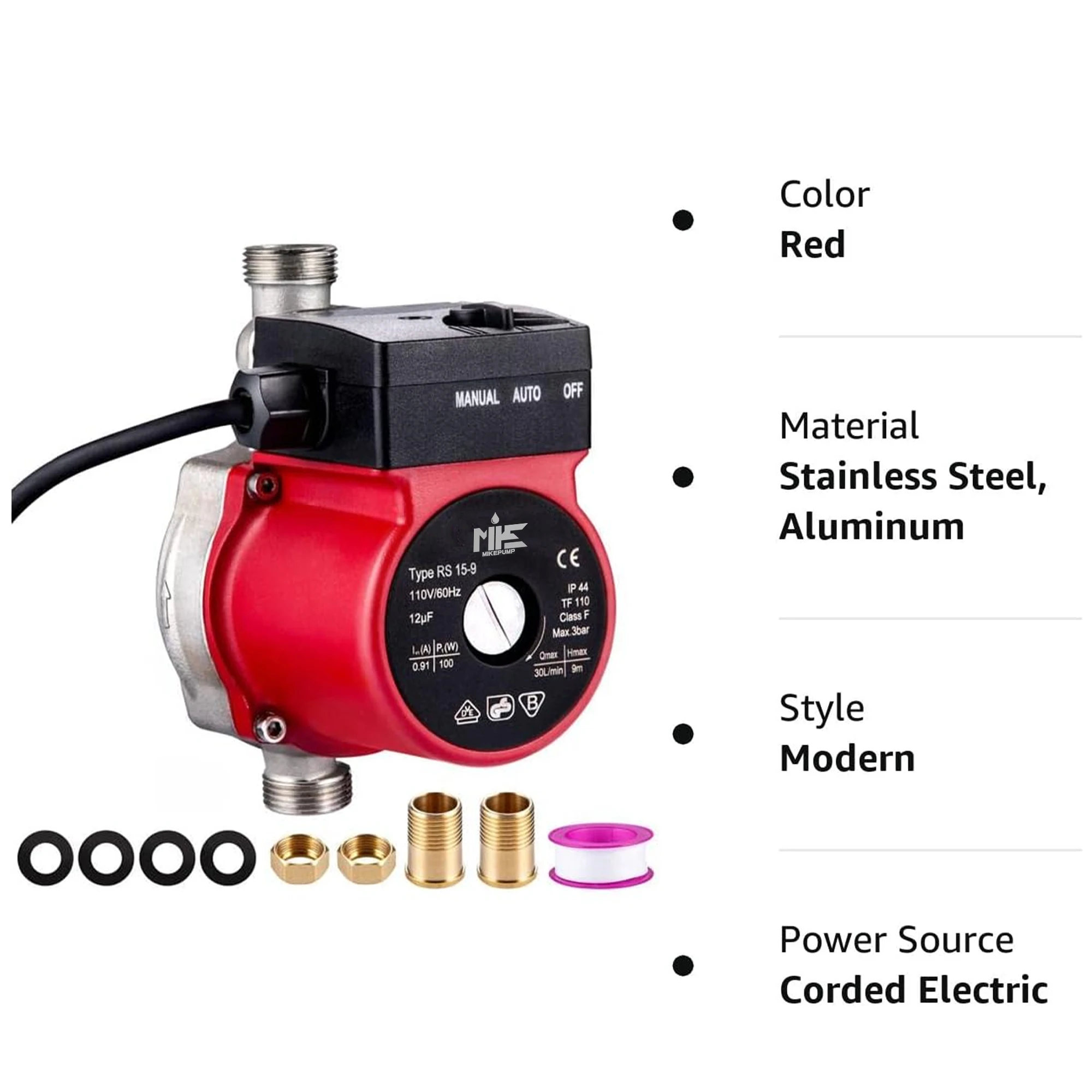 RS15-9 220V 120w Family Homes Automatic Water Pressure Booster Shielding Circulation Pump ...
