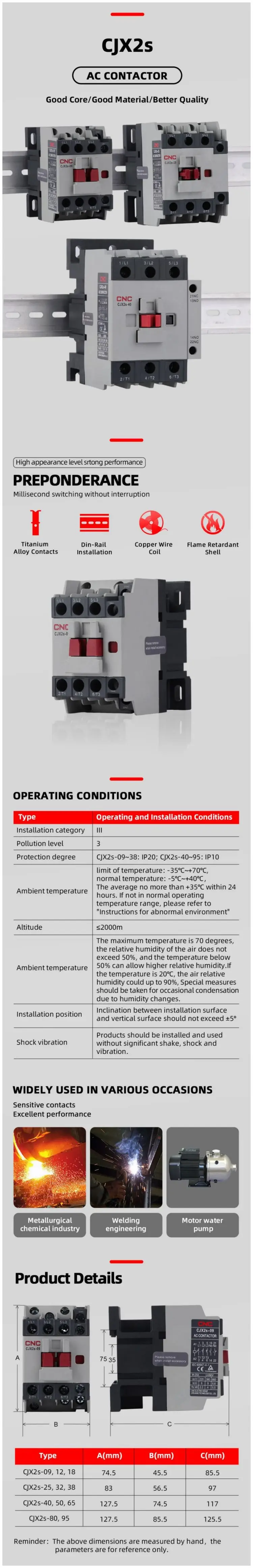 65a 3p 25a 220v Schneider Magnetic Ac Contactor - CNC