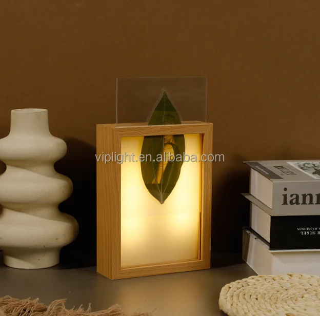 A4 Size Modern Custom Wooden LED Night Lights Rectangle Acrylic Wood ...