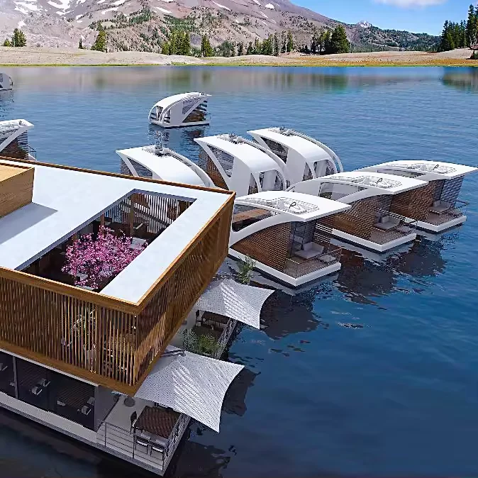 Luxury Party Pontoon Boat House Modern Steel Structure Floating House ...