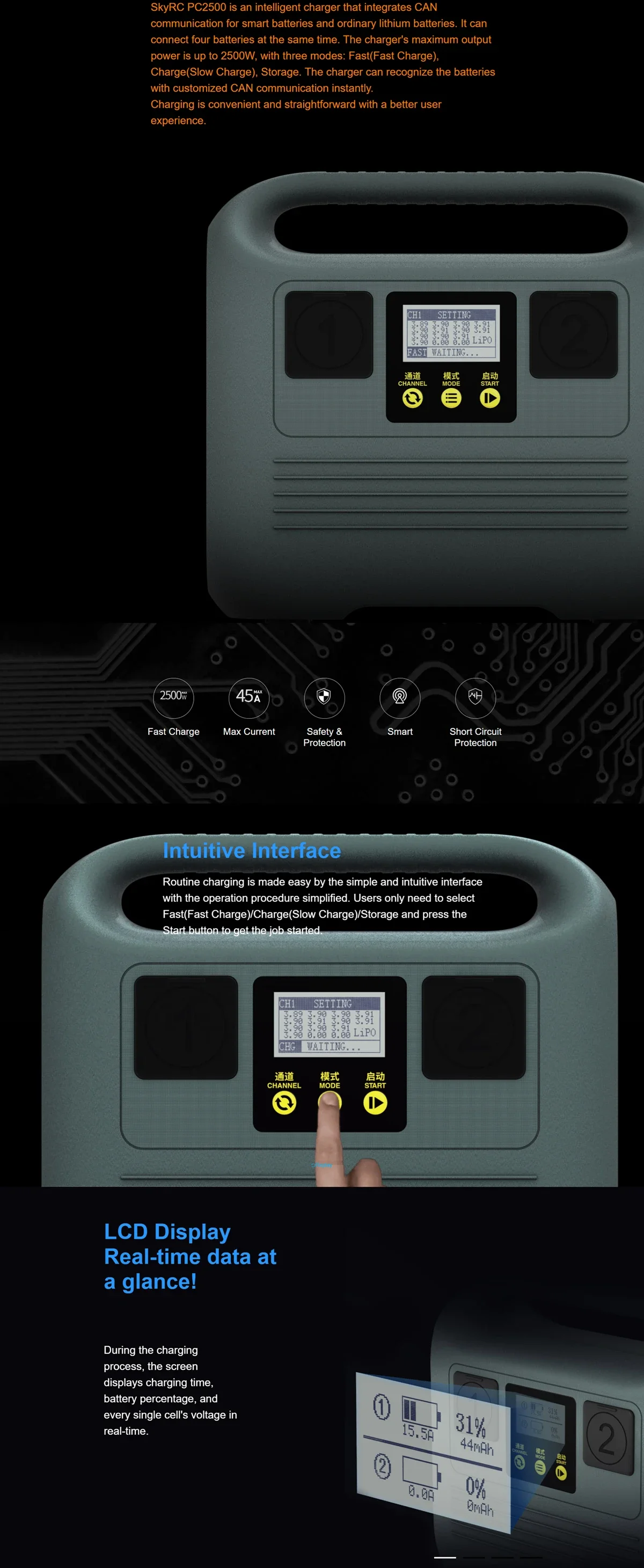 Skyrc Pc2500 12/14s Agricultural Uav Intelligent 2500w 45a 4 Channel ...