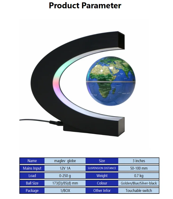 Magnetic Levitation Rotating Floating Globe World Map