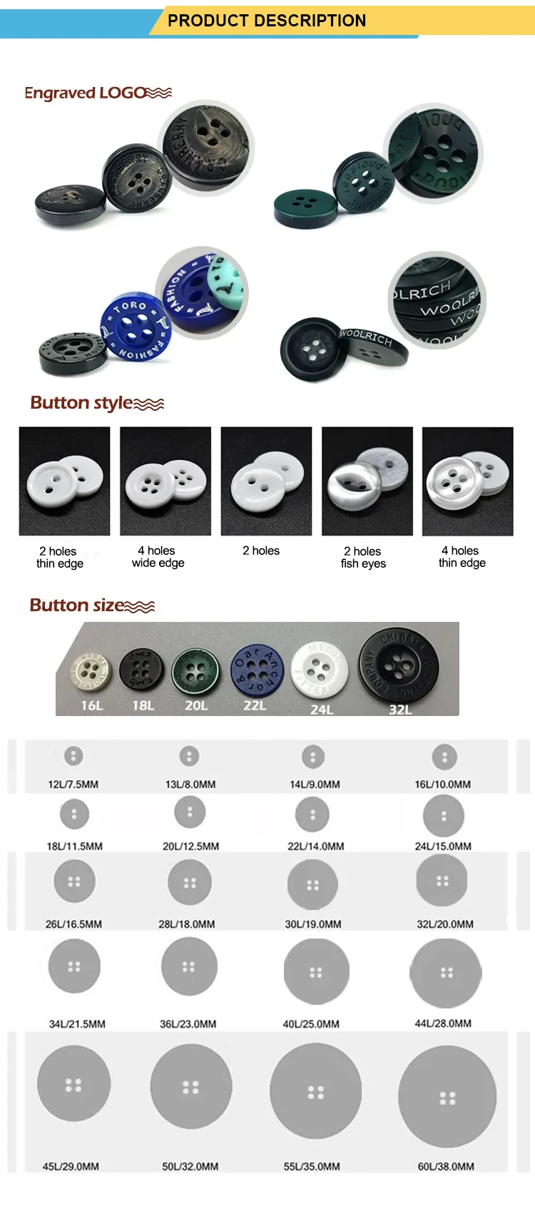 Superior Quality Round Edge White Buttons Diy Fashion 4 Holes Buttons ...