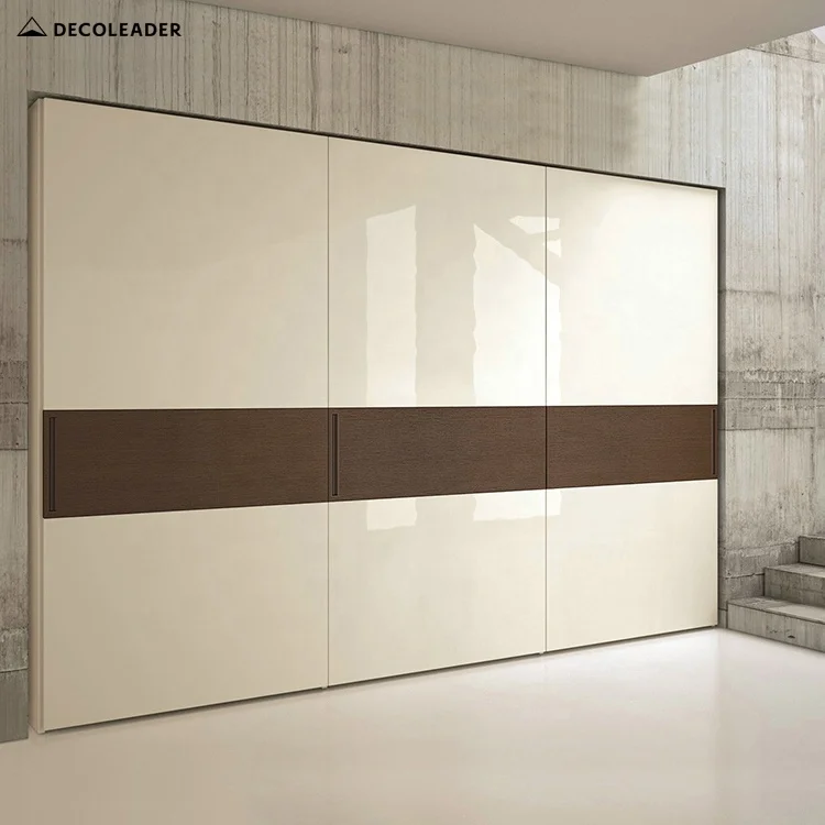 Flush Fitted Coplanar Sliding Door Wardrobe Closet With High Gloss ...