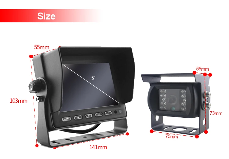 5 Inch Ahd Car Camera Monitor System Ips Screen Rear View Monitors ...