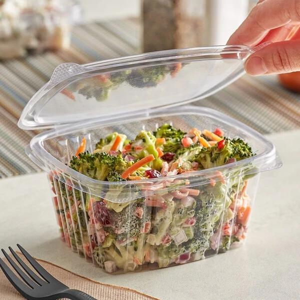 8oz Reusable PET Hinged Container - Perfect for Supermarkets