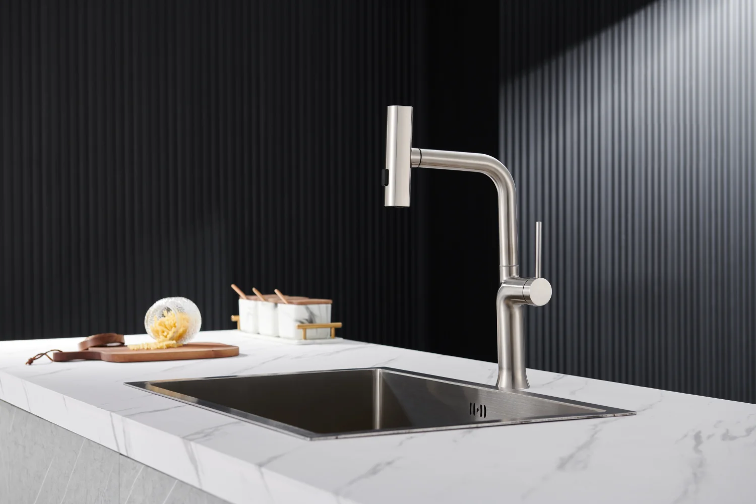 New Design Waterfall Stainless Steel Pull Out Sink Kitchen Faucet Brass ...
