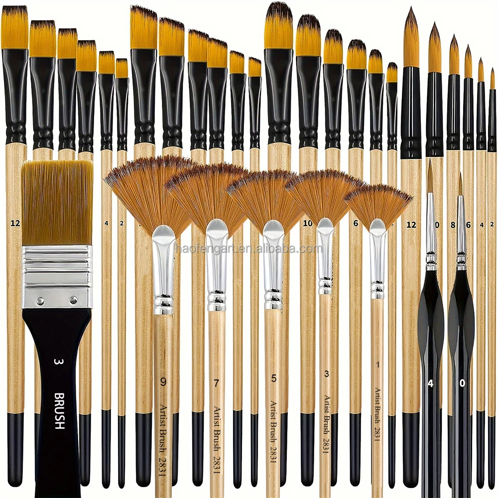 32pcs Paint Brush Set - Eco-Friendly, Professional Art Tools